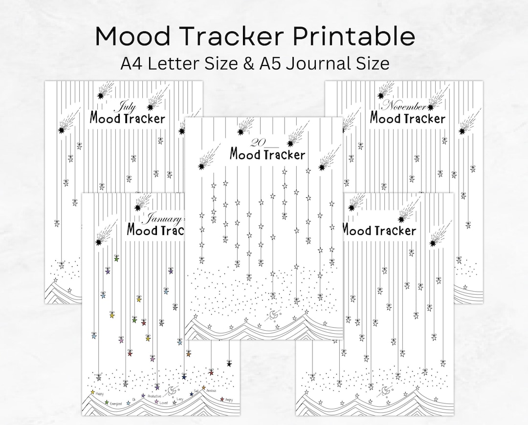 Mood Tracker Sparkle Star, Printable Monthly Mood Tracker, Planner Page ...