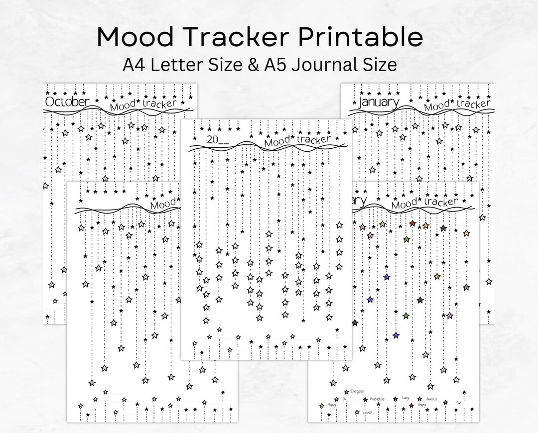 Sparkle Star Mood Tracker, Printable Monthly Mood Tracker, Planner Page ...