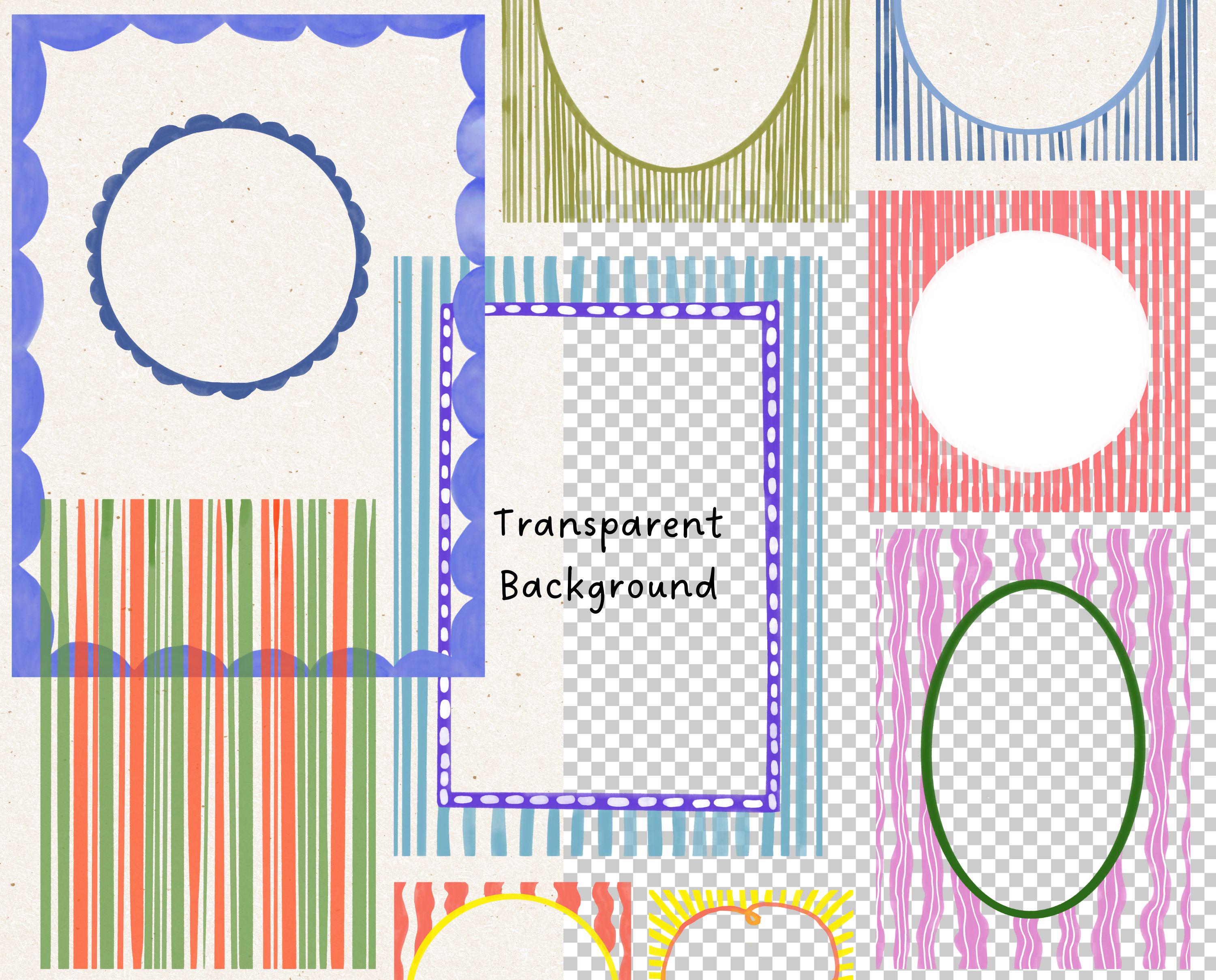 Whimsical Watercolor Frames PNG Bundle - 50 Hand-drawn Borders Clipart ...