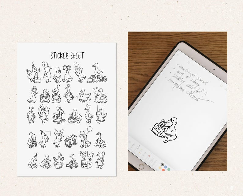 Whimsical Goose Birthday Bash SVG Bundle: Hand-drawn Illustrations I ...