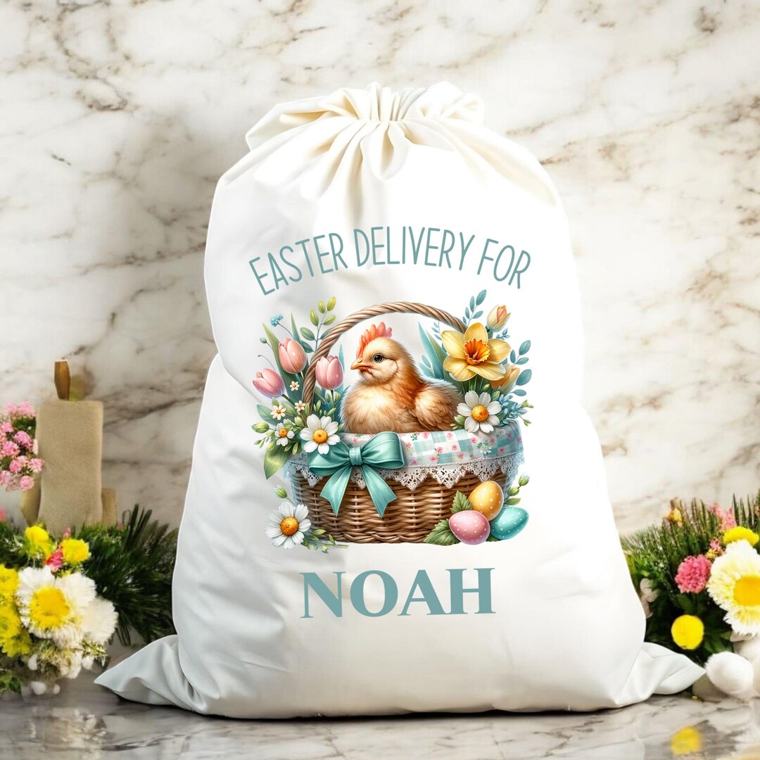 Easter Sack Bag, Personalized Kids Easter Basket, Easter Egg Hunt Bag ...