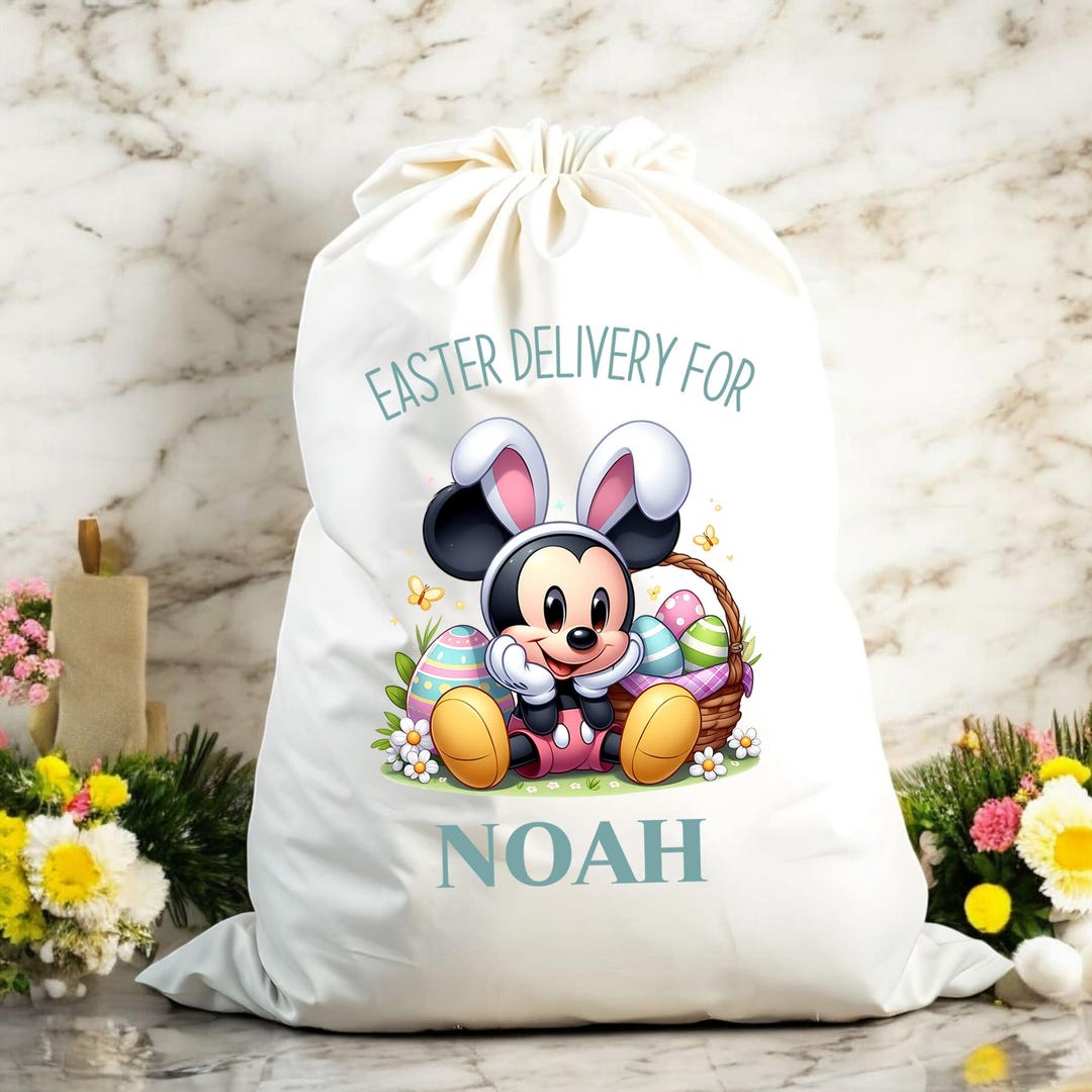 Easter Sack Bag, Personalized Bunny, Kids Easter Basket, Easter Egg Hunt Bag, Custom Easter Gift ...