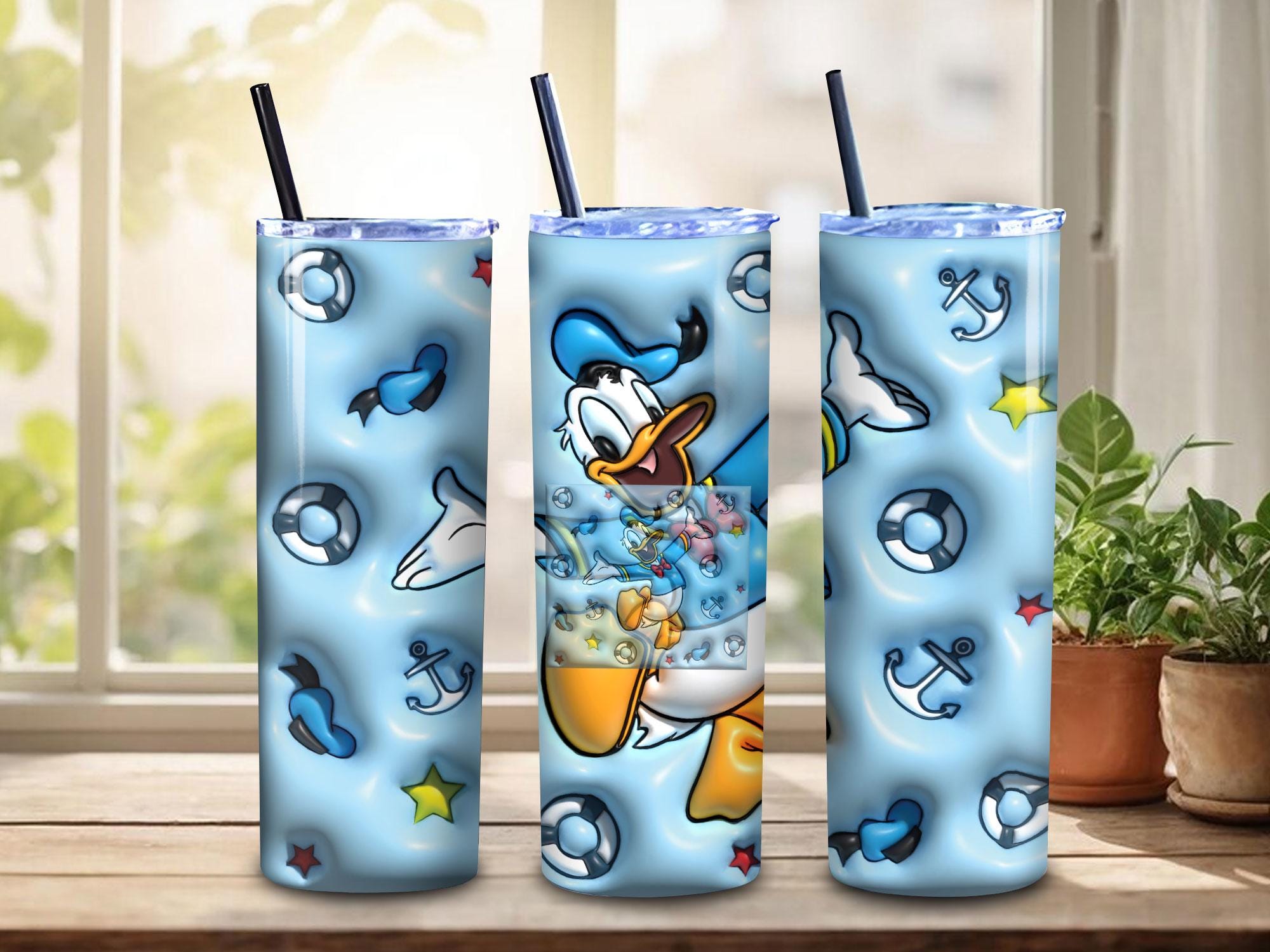 Donald Duck Inflated Tumbler Wrap PNG, Disneyland Characters Inflated ...
