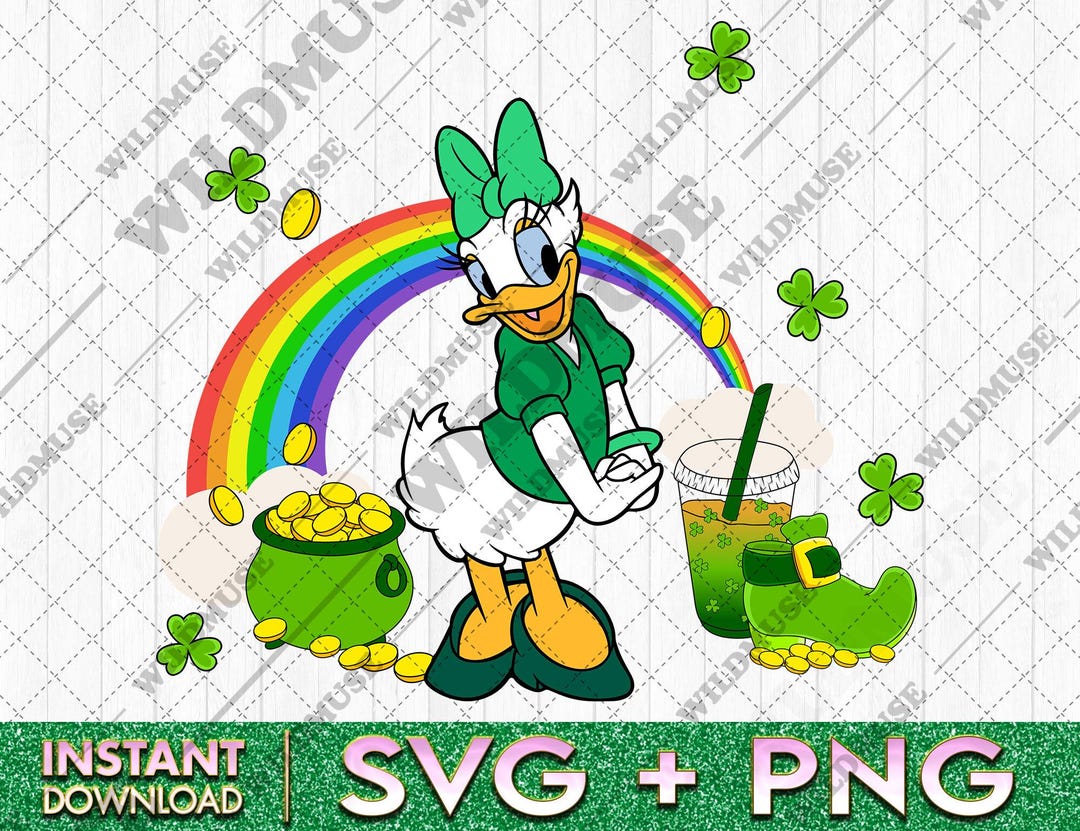Daisy Duck Leprechaun Patricks Day 2025 SVG, Lucky Shamrock SVG, Retro ...