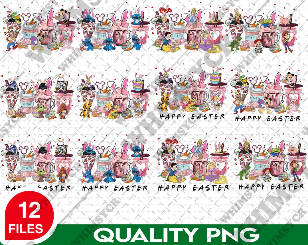 12 Mickey and Friends Coffee Cup Easter Day 2025 PNG, Disneyworld ...