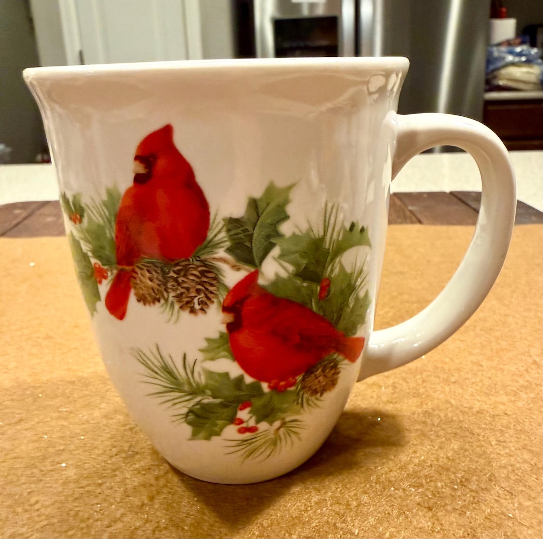 Lily Creek Winter Garden Cardinal Mug With a Design Featuring Two Red ...