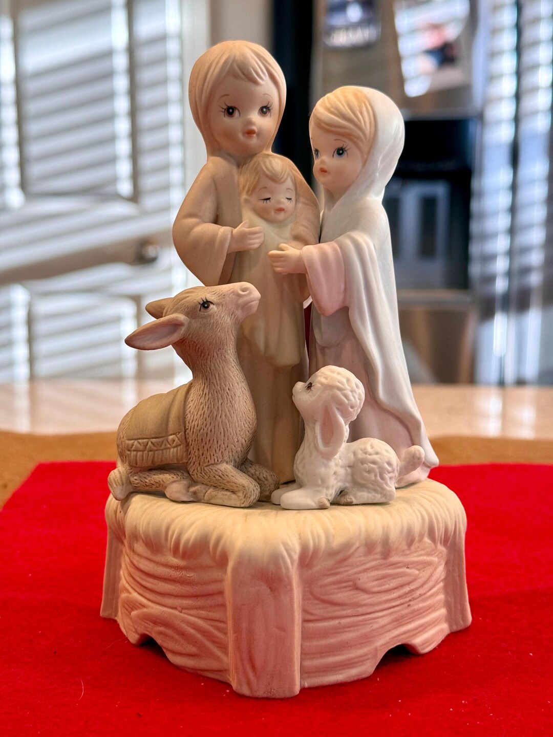 Lefton 7" Lefton Holy Family Music Box Oh Little Town of Bethlehem ...