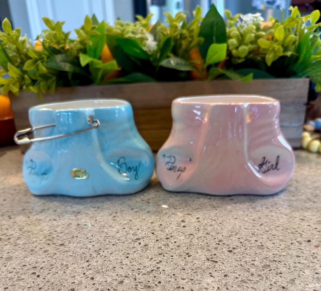 Vintage Ceramic Boy and Girl Diaper Containers, Gender Reveal Decor - Etsy