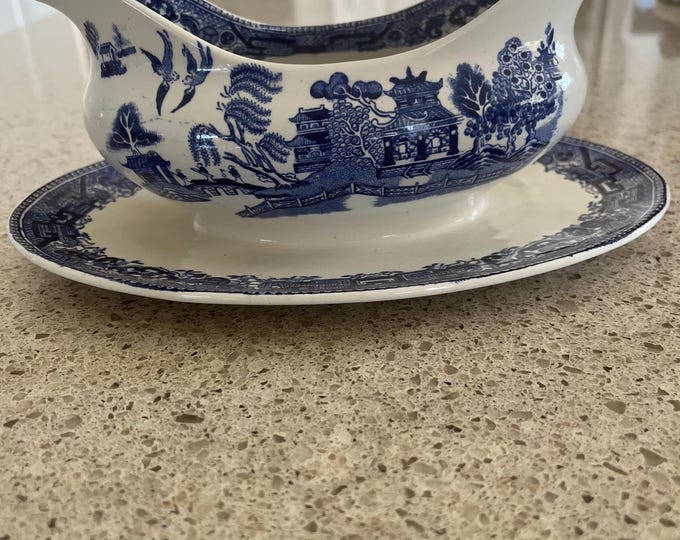 OLD WILLOW GRAVY Jug / Boat L English Made by Ironstone Tableware L ...