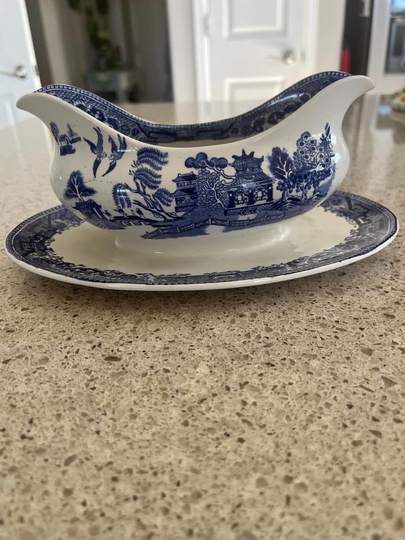 Vintage Blue Willow Gravy Boat, - Etsy