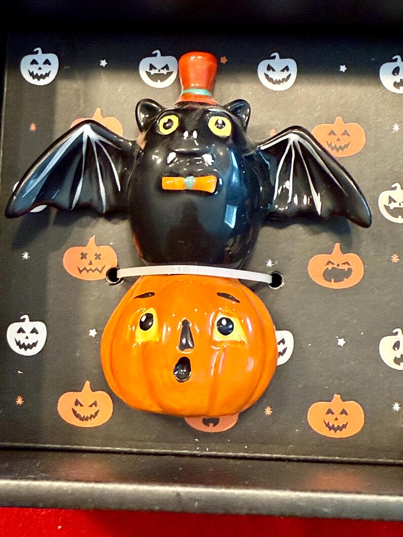 Blue Sky Clayworks Carnival Cat & Bat Halloween Salt Pepper Shakers - Etsy