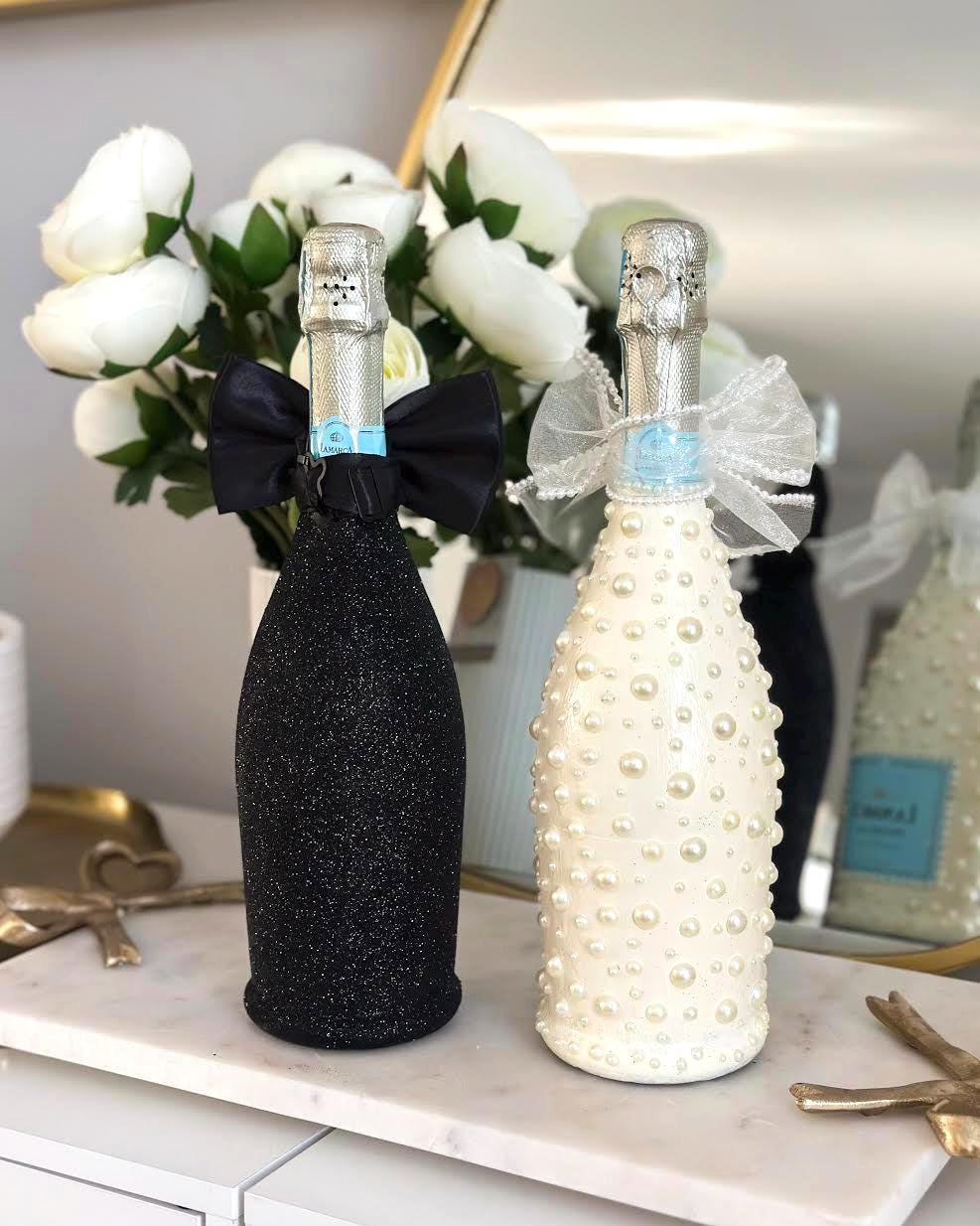 Hand Painted Wedding Champagne/prosecco Bottle - Bride & Groom Gift ...