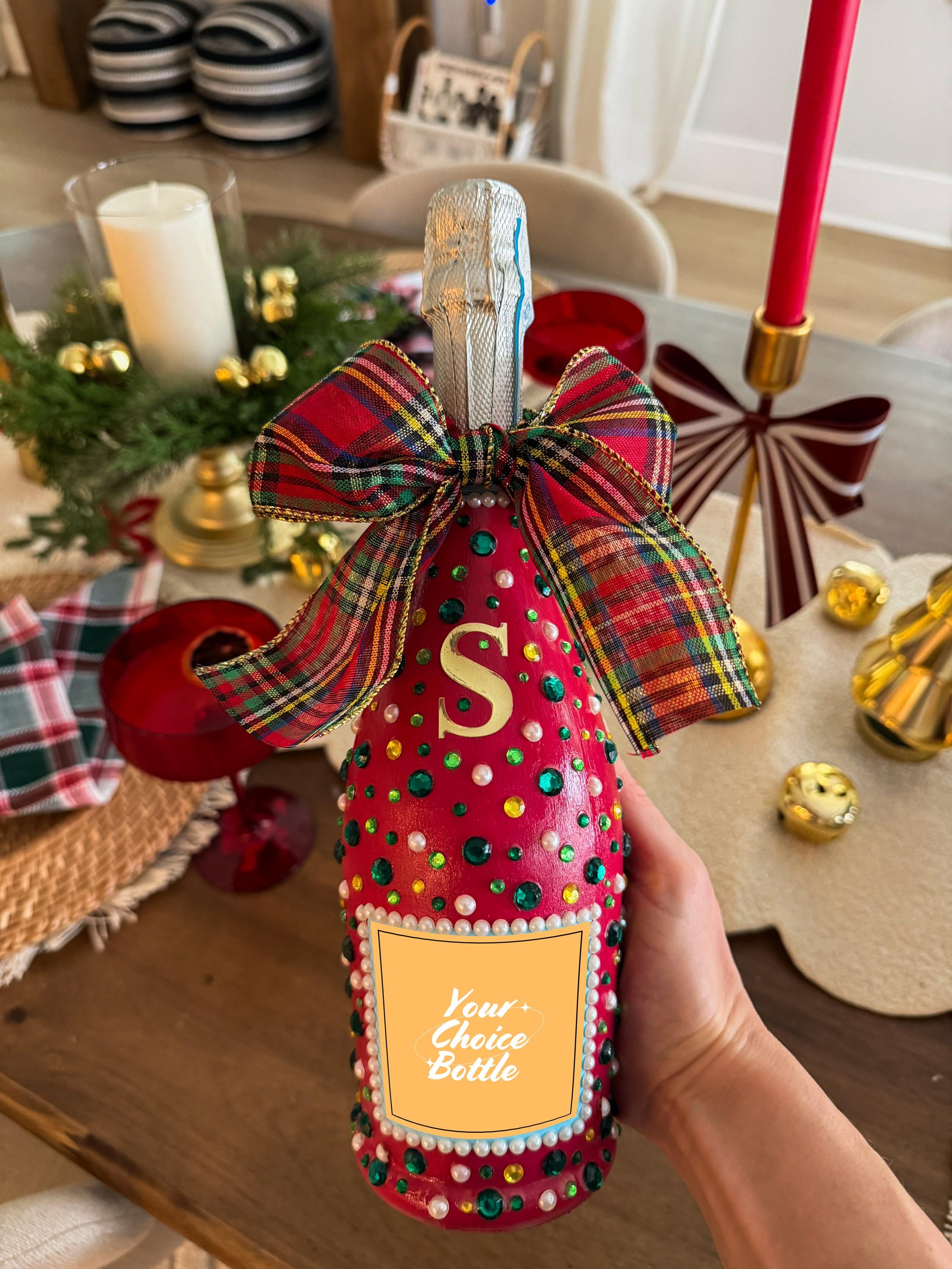Hand Painted Customizable Christmas Prosecco/champagne Bottle Gift ...