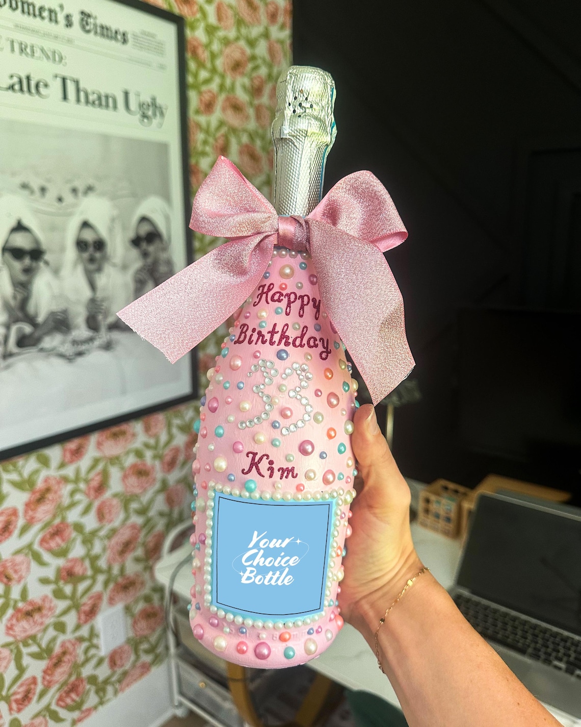 Hand Painted Customizable Birthday Prosecco/champagne Bottle *READ ...