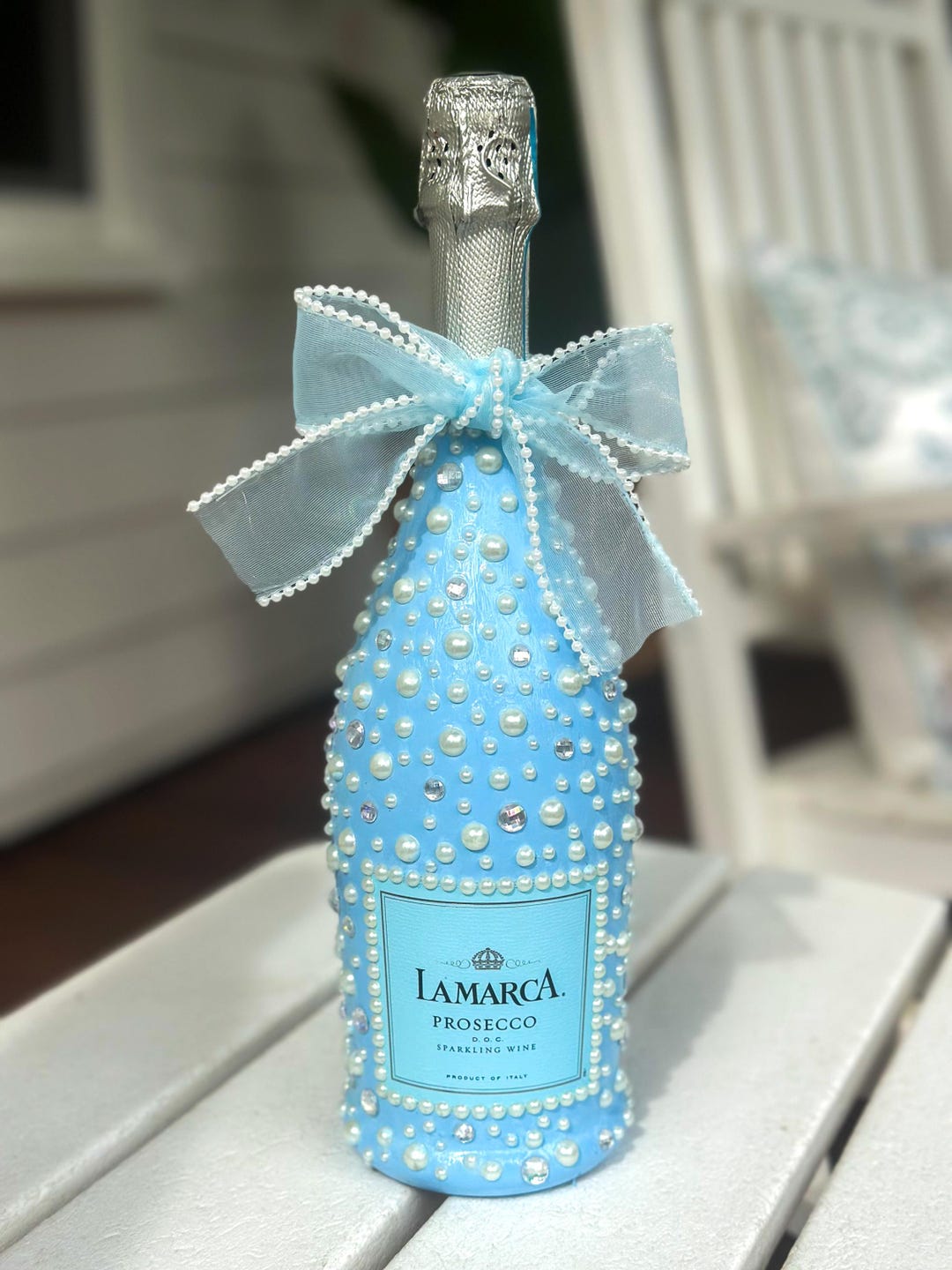 Hand Painted Something Blue Customizable Prosecco/champagne Bottle for ...