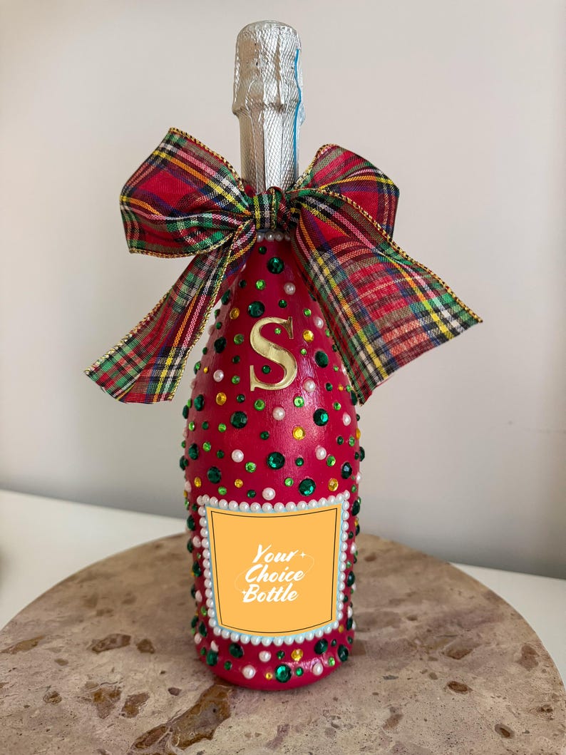 Hand Painted Customizable Christmas Prosecco/champagne Bottle Gift ...