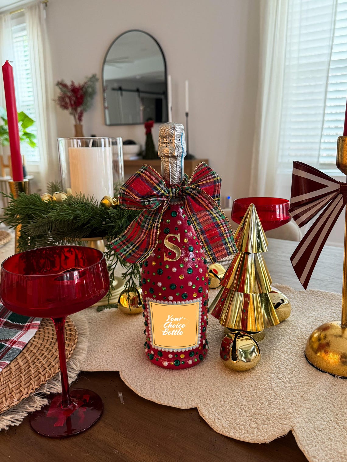 Hand Painted Customizable Christmas Prosecco/champagne Bottle Gift ...