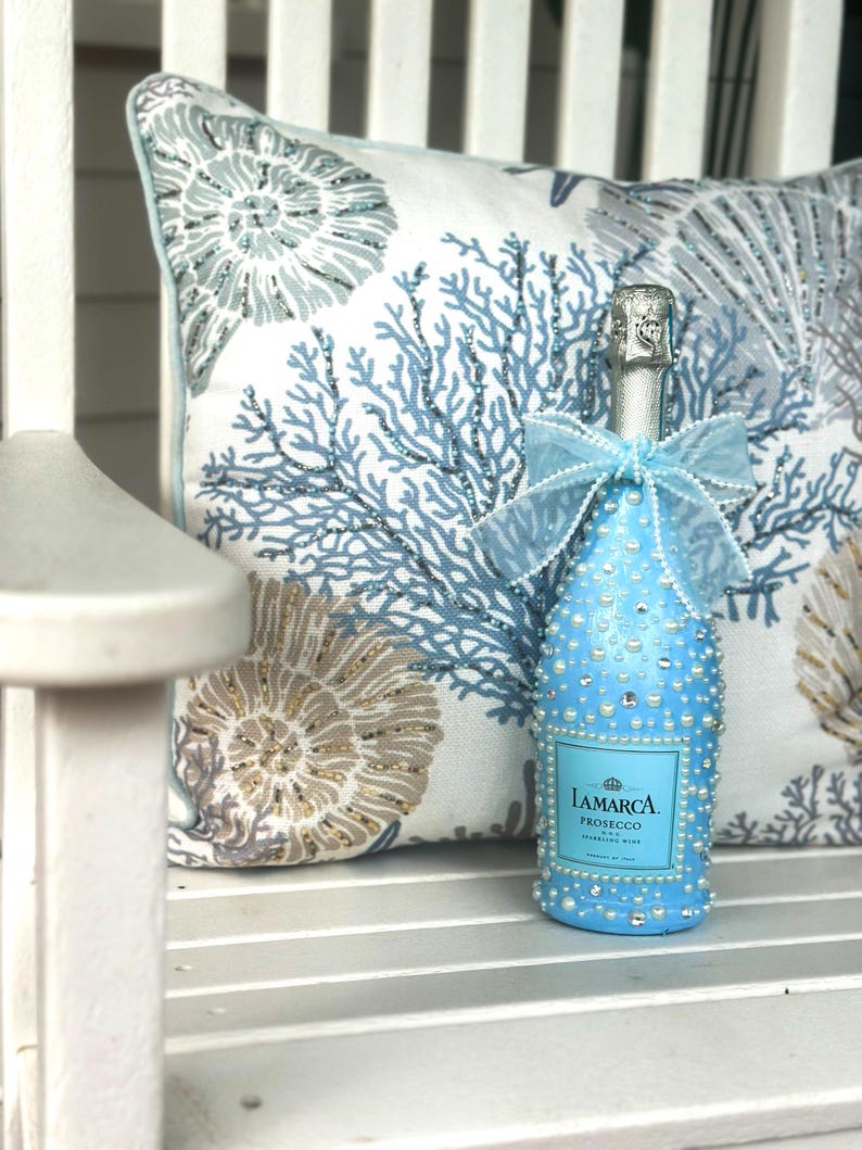 Hand Painted Something Blue Customizable Prosecco/champagne Bottle for ...