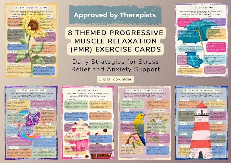 Progressive Muscle Relaxation (PMR) Themed Exercise Cards, Coping Skill ...
