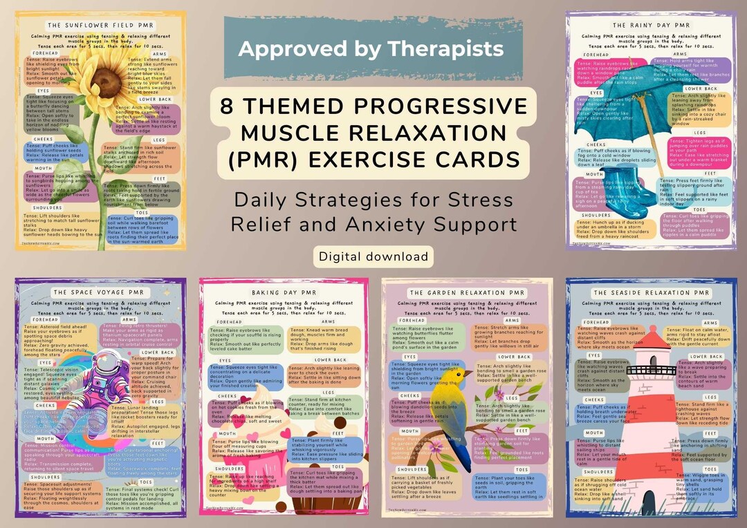 Progressive Muscle Relaxation (PMR) Themed Exercise Cards, Coping Skill ...
