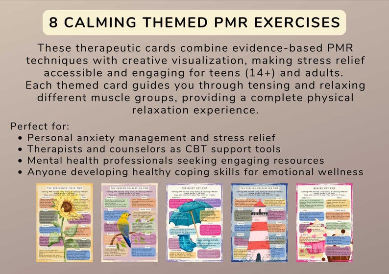 Progressive Muscle Relaxation (PMR) Themed Exercise Cards, Coping Skill ...