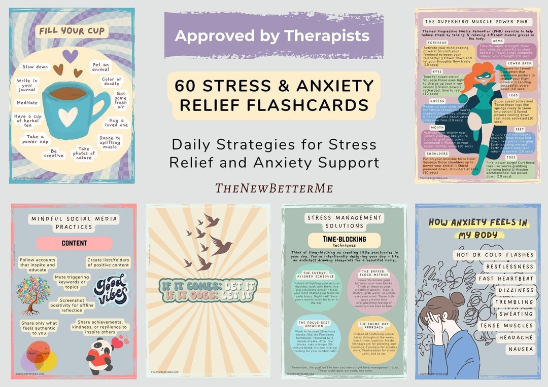 Stress and Anxiety Coping Skill Flashcards, Stress Relief, Coping ...