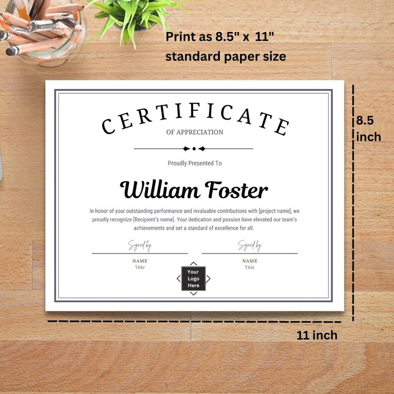 Editable Certificate of Recognition for Team Member or Coworker ...