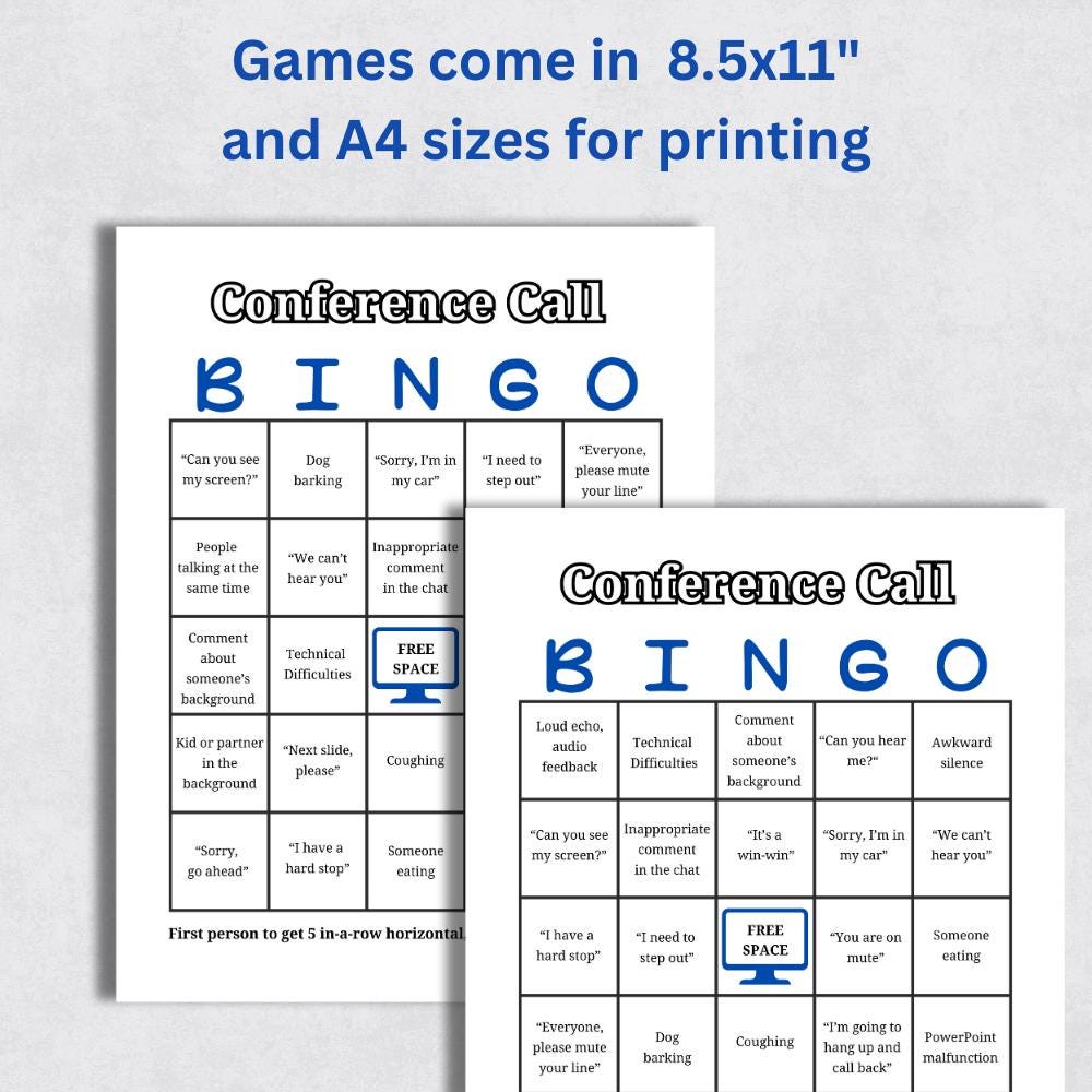 Conference Call Bingo - Set of 10 Cards - Fun for Team Building ...