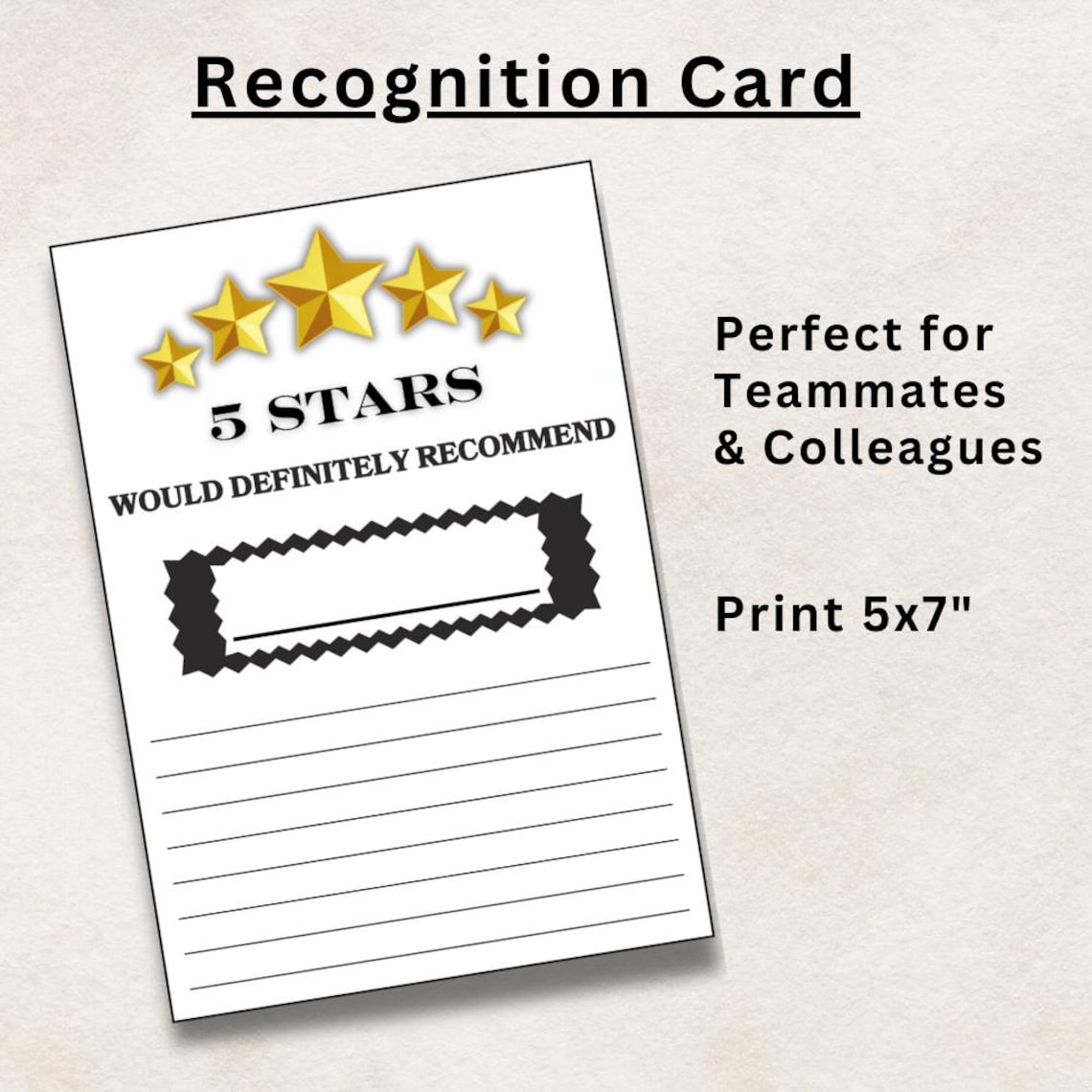 Recognition Card, Appreciation, Kudos, Thanks, for Colleague or ...
