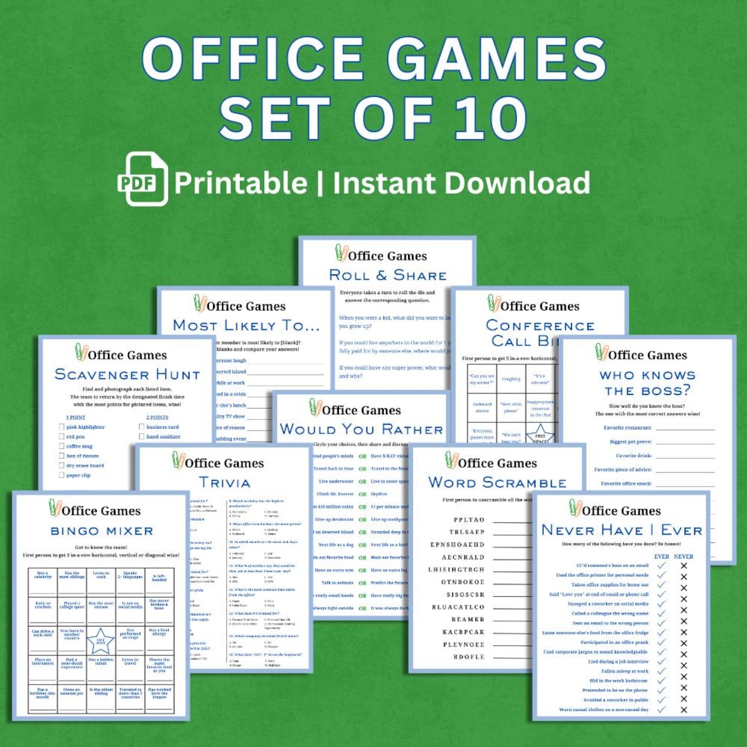 Set of 10 Office Games for Team Building - Perfect for Ice Breakers ...