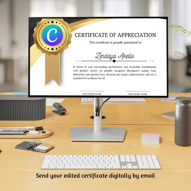 Customizable Certificate of Recognition for Coworker or Teammate ...