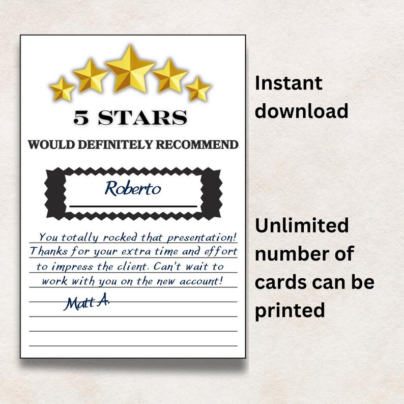 Recognition Card, Appreciation, Kudos, Thanks, for Colleague or ...