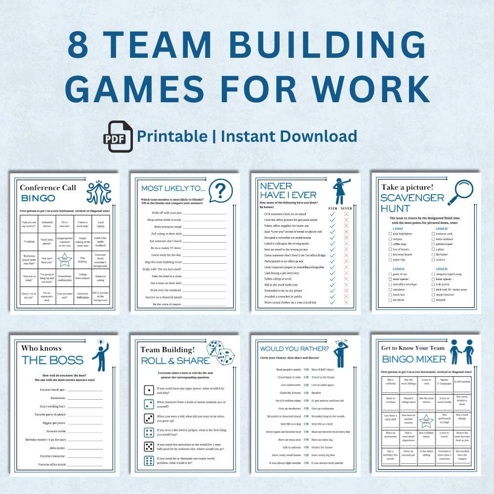 Team Building Games - Set of 8 - Perfect for Ice Breakers, Office ...