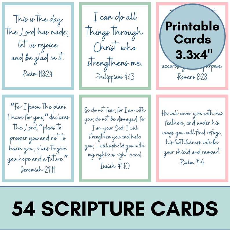 Printable Bible Verse Cards: Colorful Scripture Memory Verses (PDF ...