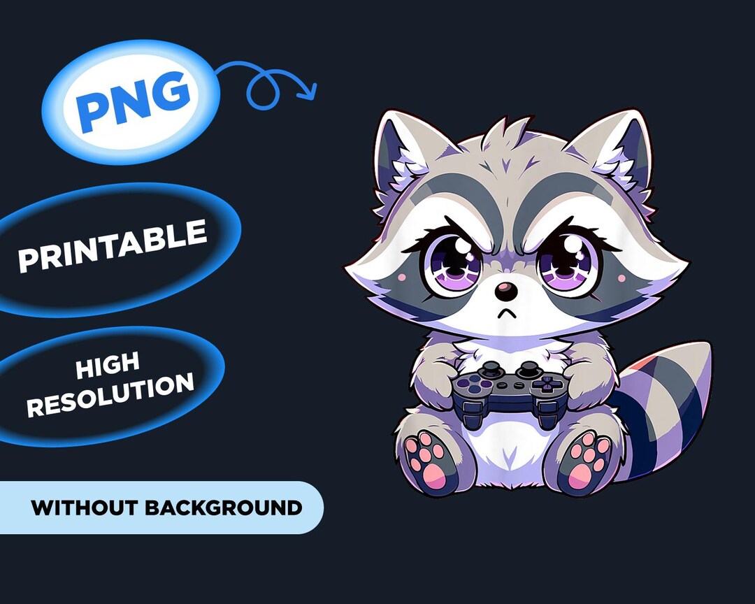 Gamer Raccoon PNG, Cute Animal Clipart, Transparent Background, Raccoon ...