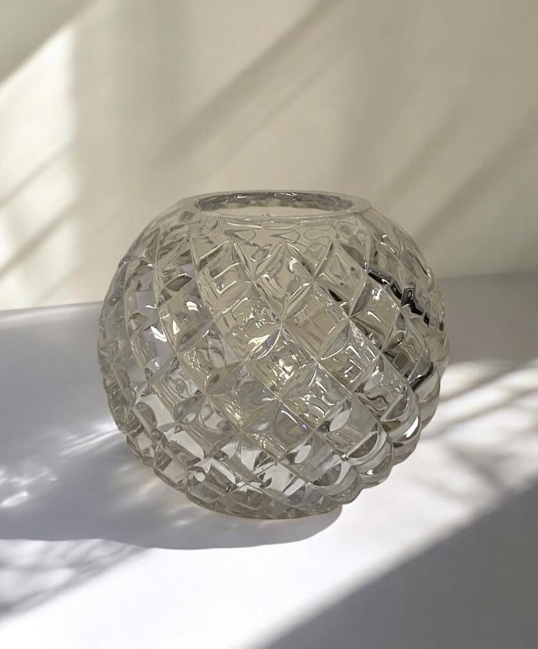 1920s EAPG Diamond Point Quilt Pattern Rose Bowl/vase | Vintage ...