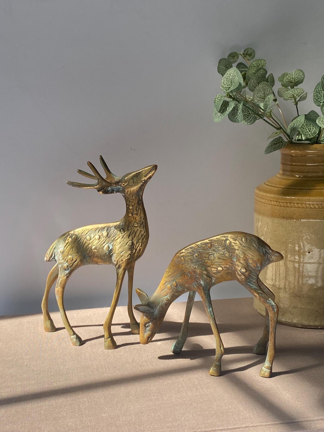 Vintage Brass Deer Figurines – Buck and Doe Set | Mid-century Brass ...