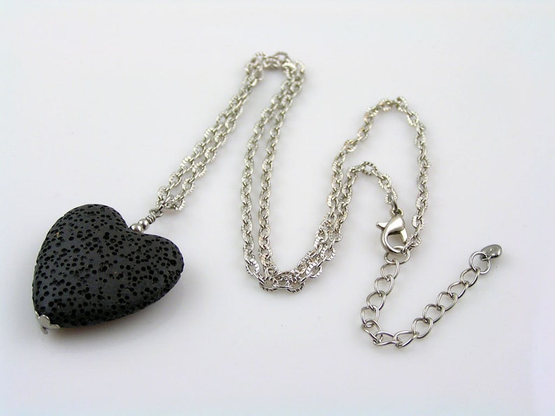 Lava Stone Heart Necklace Genuine Lava Jewelry Gift Idea | Etsy