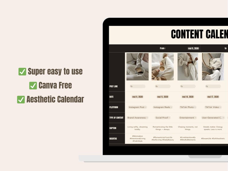 Social Media Content Planner on Canva Sheets - Etsy
