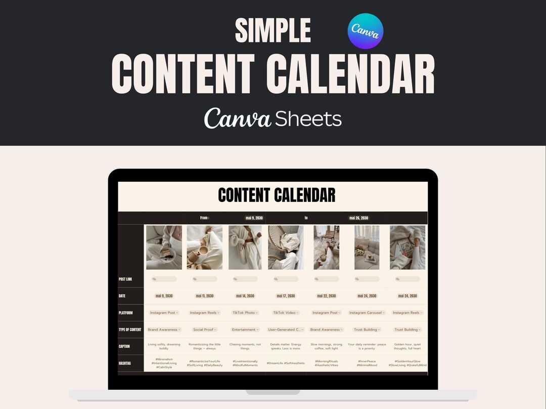 Social Media Content Planner on Canva Sheets - Etsy
