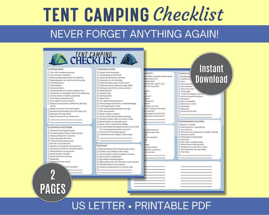 Tent Camping Checklist the Packing List for Camping You Need! A ...