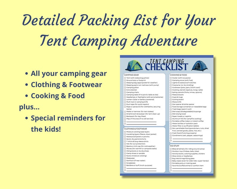 Tent Camping Checklist the Packing List for Camping You Need! A ...