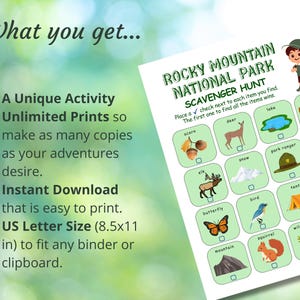 Rocky Mountain National Park Scavenger Hunt Printable Nature Games Kids ...