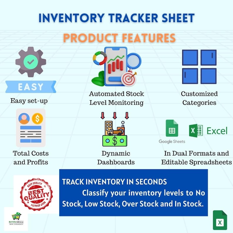 Inventory Tracker Google Sheets & Excel | Automated Stock Management ...