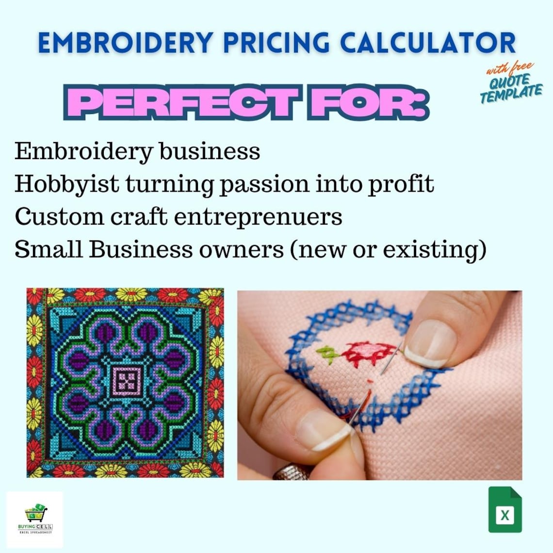 Embroidery Pricing Calculator Excel Template, Price Handmade Products ...