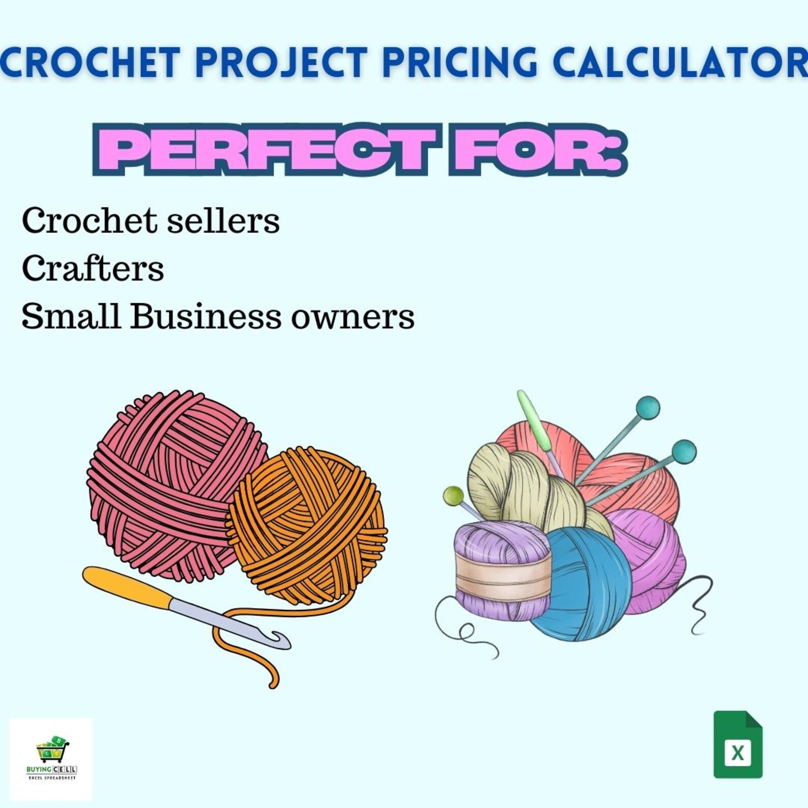 Crochet Project Cost Calculator Excel | Crochet Pricing Template for ...