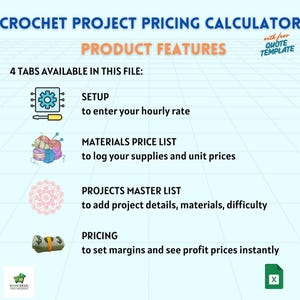Crochet Project Cost Calculator Excel | Crochet Pricing Template for ...