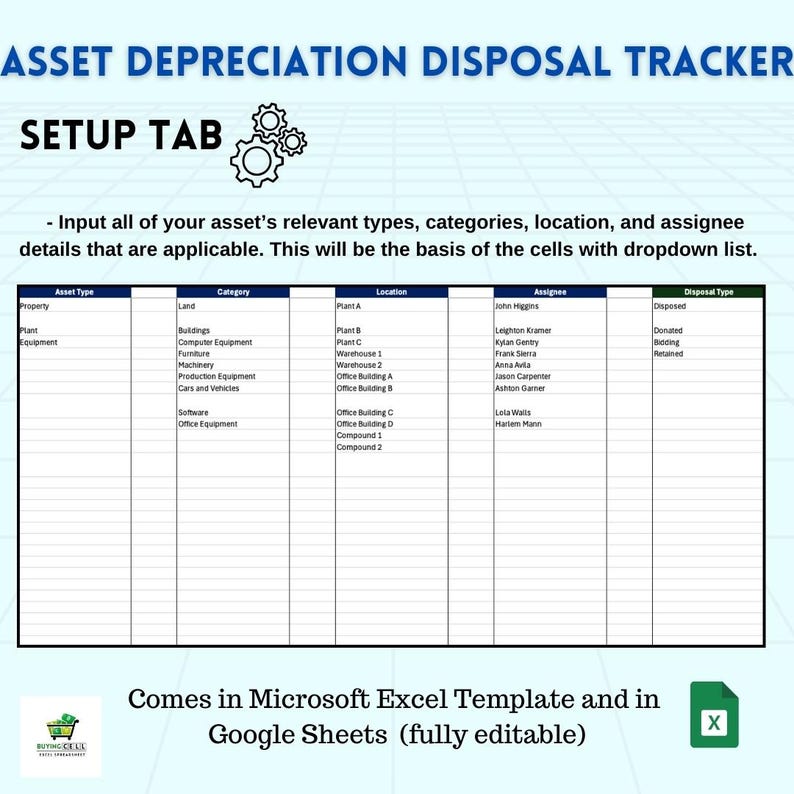 Asset Disposal Tracking Template, Asset Tracker Google Sheets ...