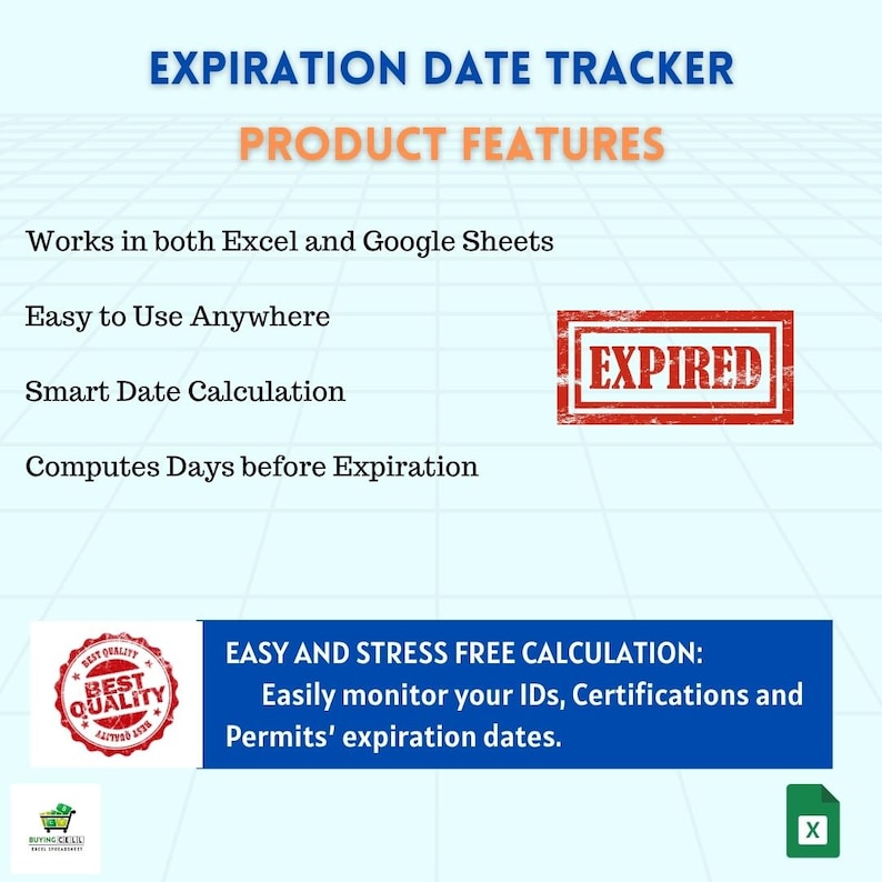 Expiration Date Tracker | Excel & Google Sheets Expiry Log | ID, Permit ...