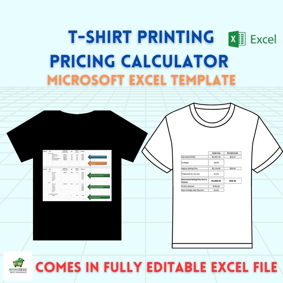 T-shirt Printing Pricing Calculator – Excel Tool for COGS, Profit ...